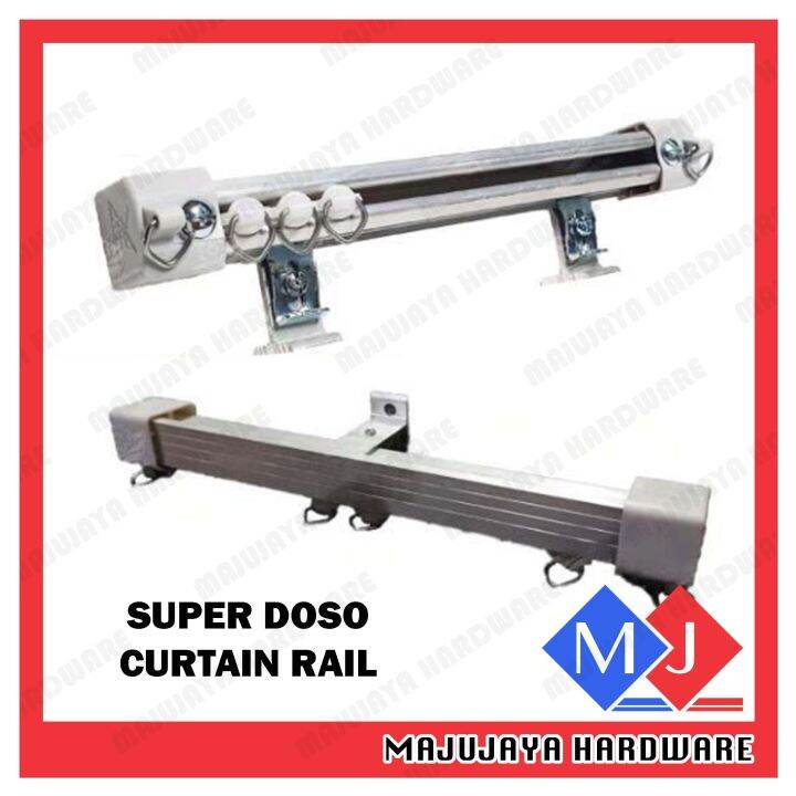 SUPER DOSO Besi Langsir Rod Curtain Rail Aluminium Curtain Track Set ...