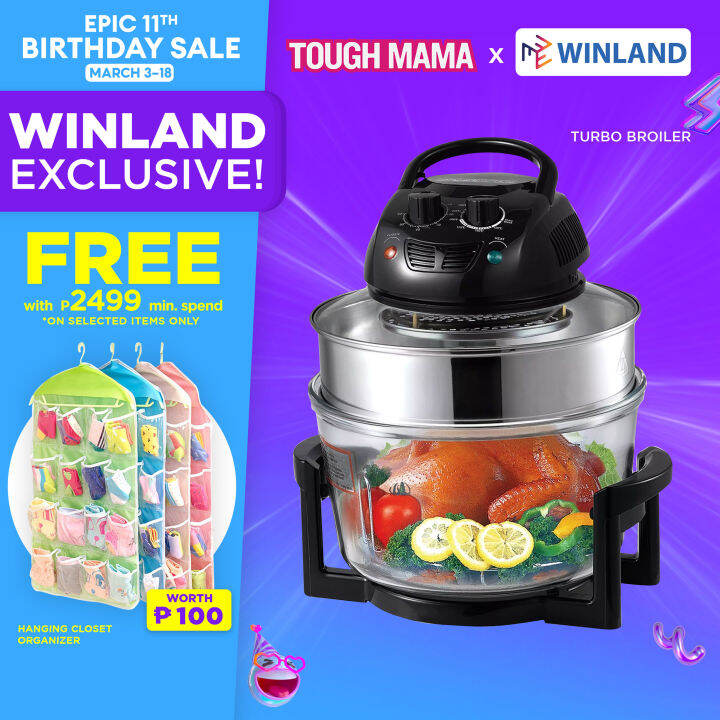 Tough Mama By Winland 12l Convection Oven Turbo Broiler With Stainless Steel Extender Ring