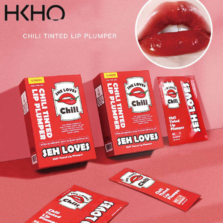 HKHO พริกไทยธรรมชาติให้ความชุ่มชื้นน้ำมันทาริมฝีปากอวบแต่งหน้าลิปกลอส ...