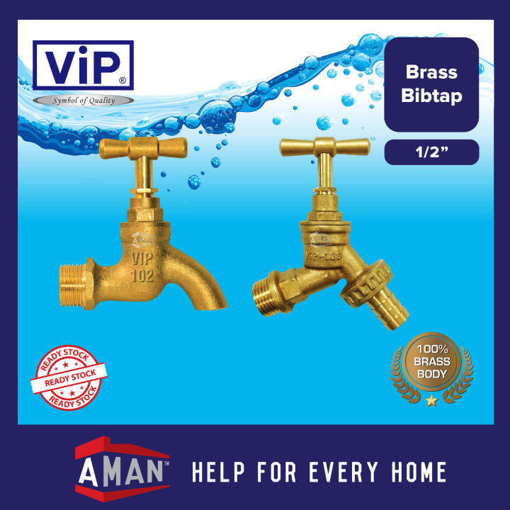 ViP 1/2 inch Brass Bibtap Bib Tap Brass Bibcock Bib Cock 100% Brass ...
