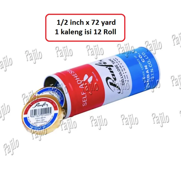 1 Kaleng isi 12 Roll Isolasi Panfix 1/2 Inch x 72 Yard Solasi Selotip ...