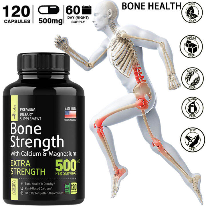 Natural Calcium and Vitamin Capsules - Supports Bone Growth, Bone Strength, Bone Density ...