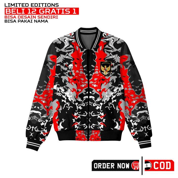JAKET BOMBER TIMNAS INDONESIA PREEMATCH BISA PAKAI NAMA | Lazada Indonesia