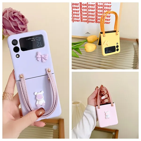 Hoce Catoon Space Astronaut Phone Case For Samsung Galaxy Z Flip 3 4 5g Flip3 Flip4 Cute Handbag
