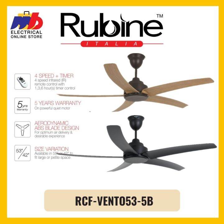 RUBINE VENTO 53INCH REMOTE CONTROL DECORATIVE CEILING FAN RDF-VENTO53 ...