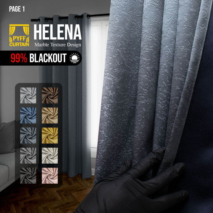 Helena 99% Blackout curtain Cangkuk & Ring untuk tingkap, sliding door ...