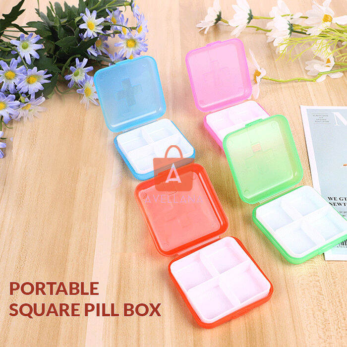 Kotak Obat Persegi Empat Sekat Colourfull Transparant / Mini Pill Box ...