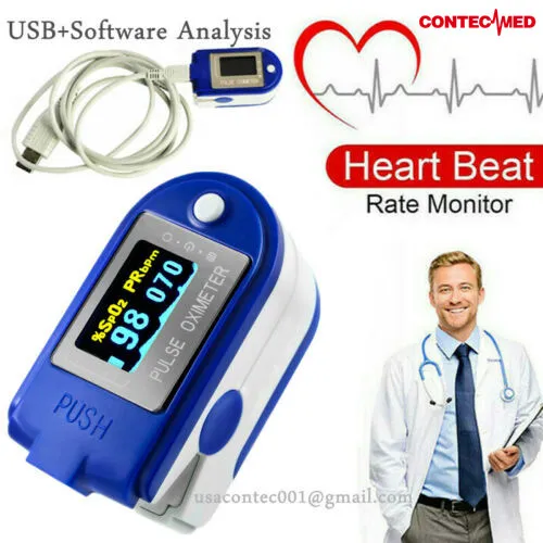 CONTECMED CMS50D-BT Fingertip pulse oximeter SPO2 Patient Monitor 24 Hours Pulse Rate Heart Rate ...