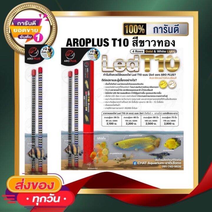 (รับประกันหลอดแตก) หลอดไฟ2in1 AROPLUSโชว์ปลาและเทนนิ่ง สีขาวทองสำหรับปลาปลาโทนสีเหลืองทองT10 4 ...