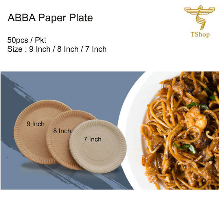 50pcs± ABBA Paper Plate Brown Pinggan Kertas Disposable Paper Plate ...