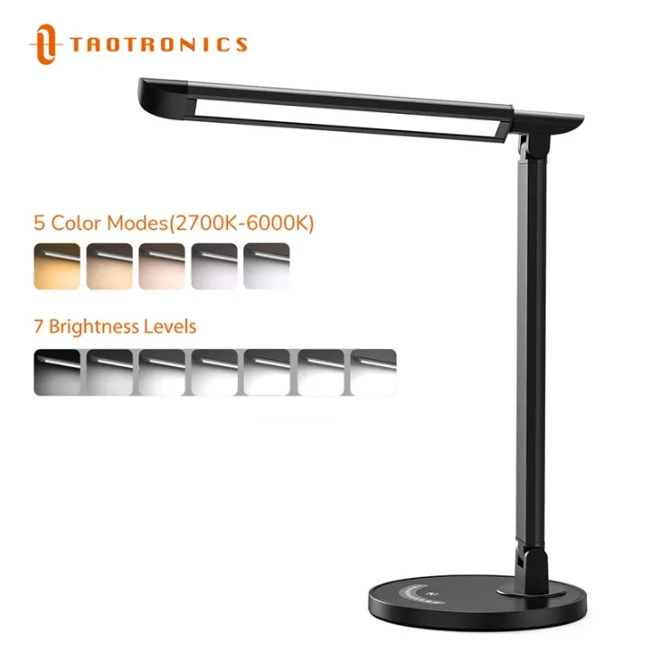 TaoTronics TT-DL13โคมไฟตั้งโต๊ะ LED สำนักงานตาดูแล Dimmable โคมไฟตั้งโต๊ะที่มีพอร์ตชาร์จ USB ...