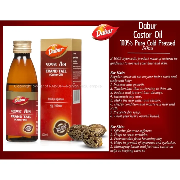 Dabur Castor Oil 100% Pure Cold Pressed 50ml | Lazada