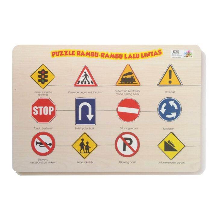MAINAN EDUKASI PUZZLE 12 RAMBU LALU LINTAS LALIN TRAFFIC SIGN TANDA ...