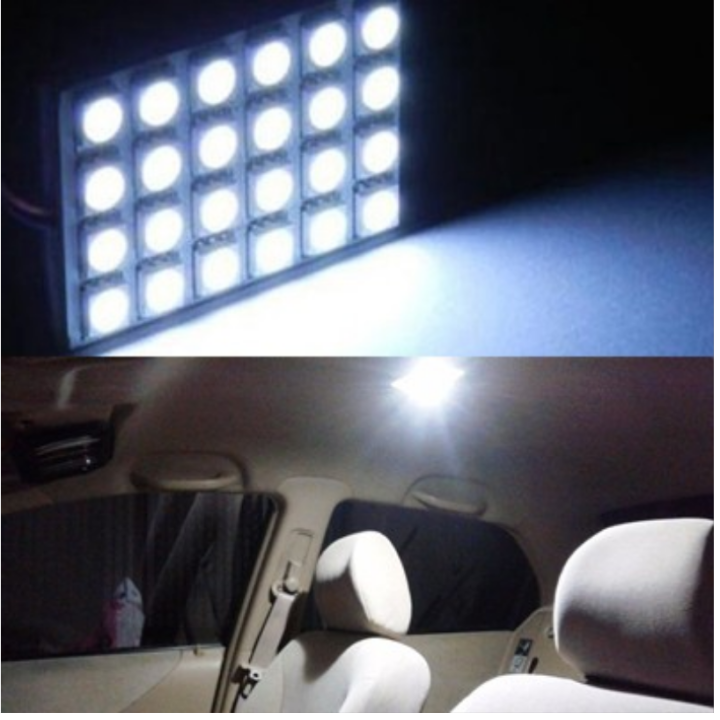 Lampu Platfon Kabin Mobil LED 5050 24 titik Warna Putih White Bright ...