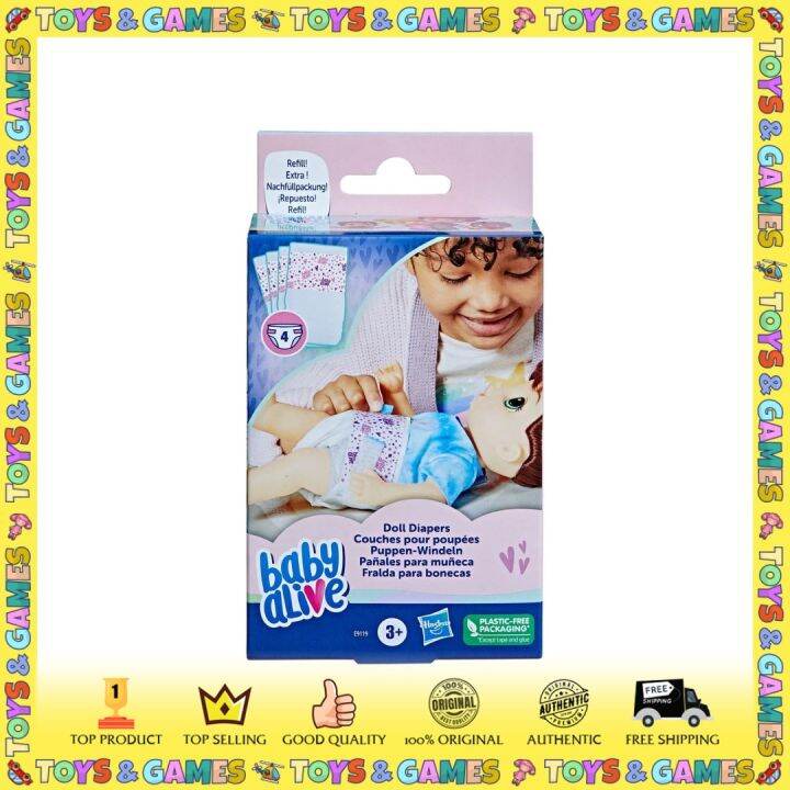 100% Original Hasbro Baby Alive Diapers Pampers Pants Refill Pack Doll Accessories - 4 pcs | Lazada