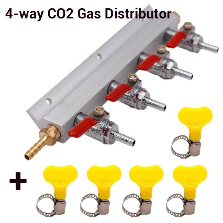 4 Way Beer Brewing Gas Manifold CO2 Distributor Manifold Splitter Beer ...