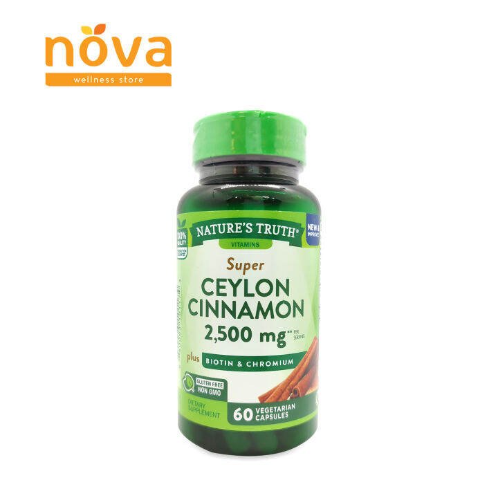 Nature's Truth Super Ceylon Cinnamon 2500mg Plus Biotin & Chromium 60 ...