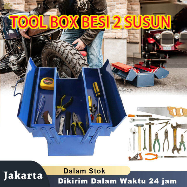 Tool Box Besi 2 susun Tempat Perkakas Kerja / Biru - Kotak Perkakas ...