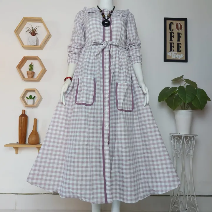 GAMIS KATUN MOTIV KOTAK KOTAK MODEL TERBARU DAN TER HITS, | Lazada ...