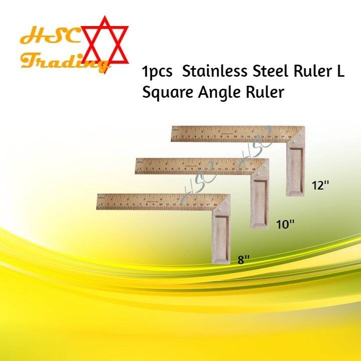 H-1366 L-Square 8" 10" 12" Squala Stainless Steel Ruler L Square Angle ...