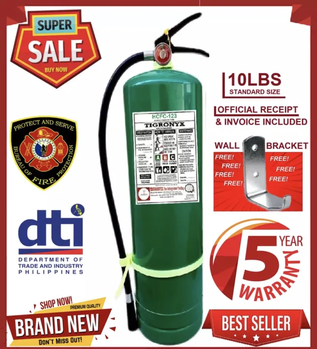 Fire Extinguisher 10lbs HCFC 123 Green 5 Years Expiration Refillable ...
