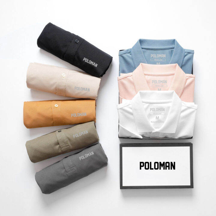 Áo Polo nam in logo POLOMAN màu Pastel, vải CVC cá sấu 4 chiều dày dặn ...