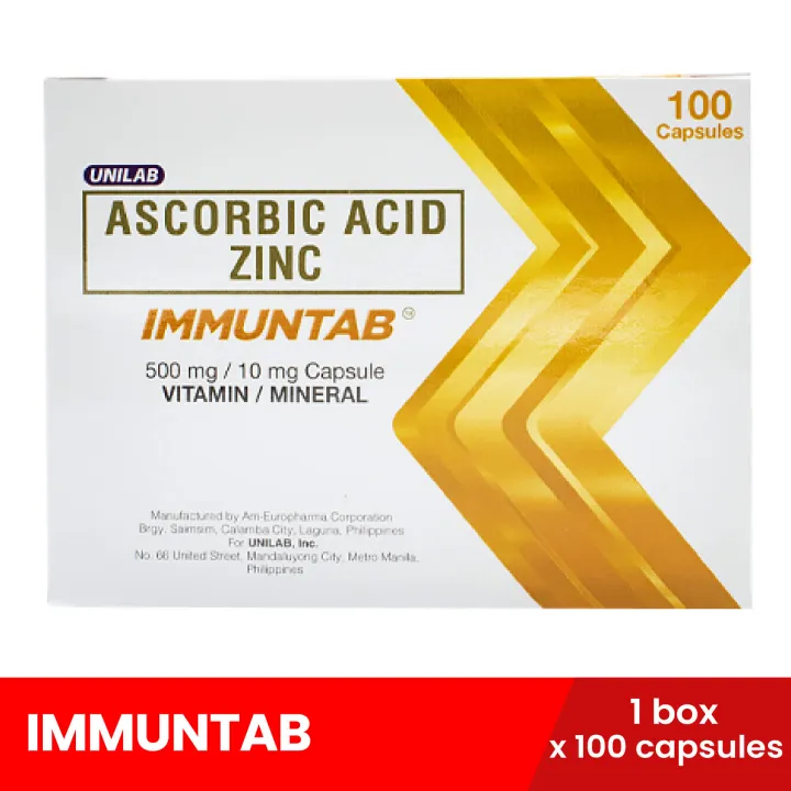 Unilab IMMUNTAB Vit. C (Sodium Ascorbate) + Zinc x 100 Capsules (For ...