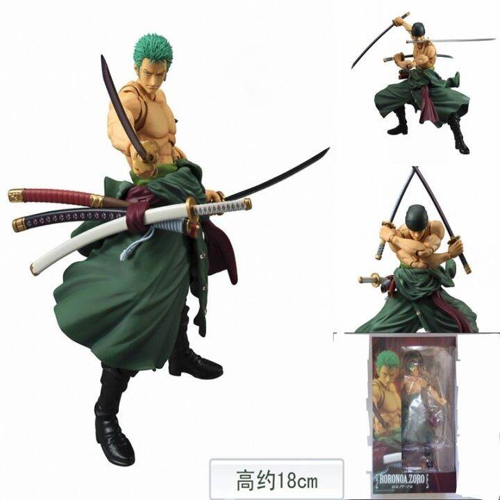 ญี่ปุ่นอะนิเมะหนึ่งชิ้น18ซม.Roronoa Zoro PVCตุ๊กตาขยับแขนขาได้อะนิเมะ ...