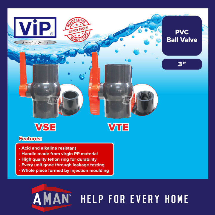ViP 3 inch PVC Ball Valve Thread Ended Socket Ended Piping Accessories ...