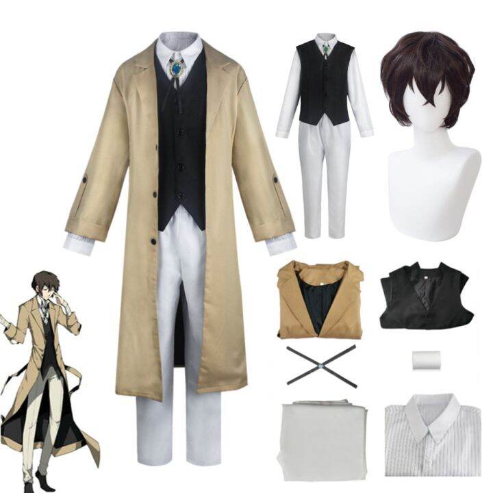 Anime Bungo Stray Dogs Dazai Osamu Cosplay Costume Long Jacket Coat ...