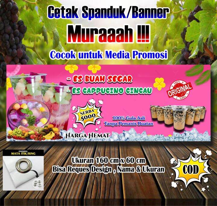 Banner Es Buah ukuran 160 cm x 60 cm I Spanduk Minuman | Lazada Indonesia
