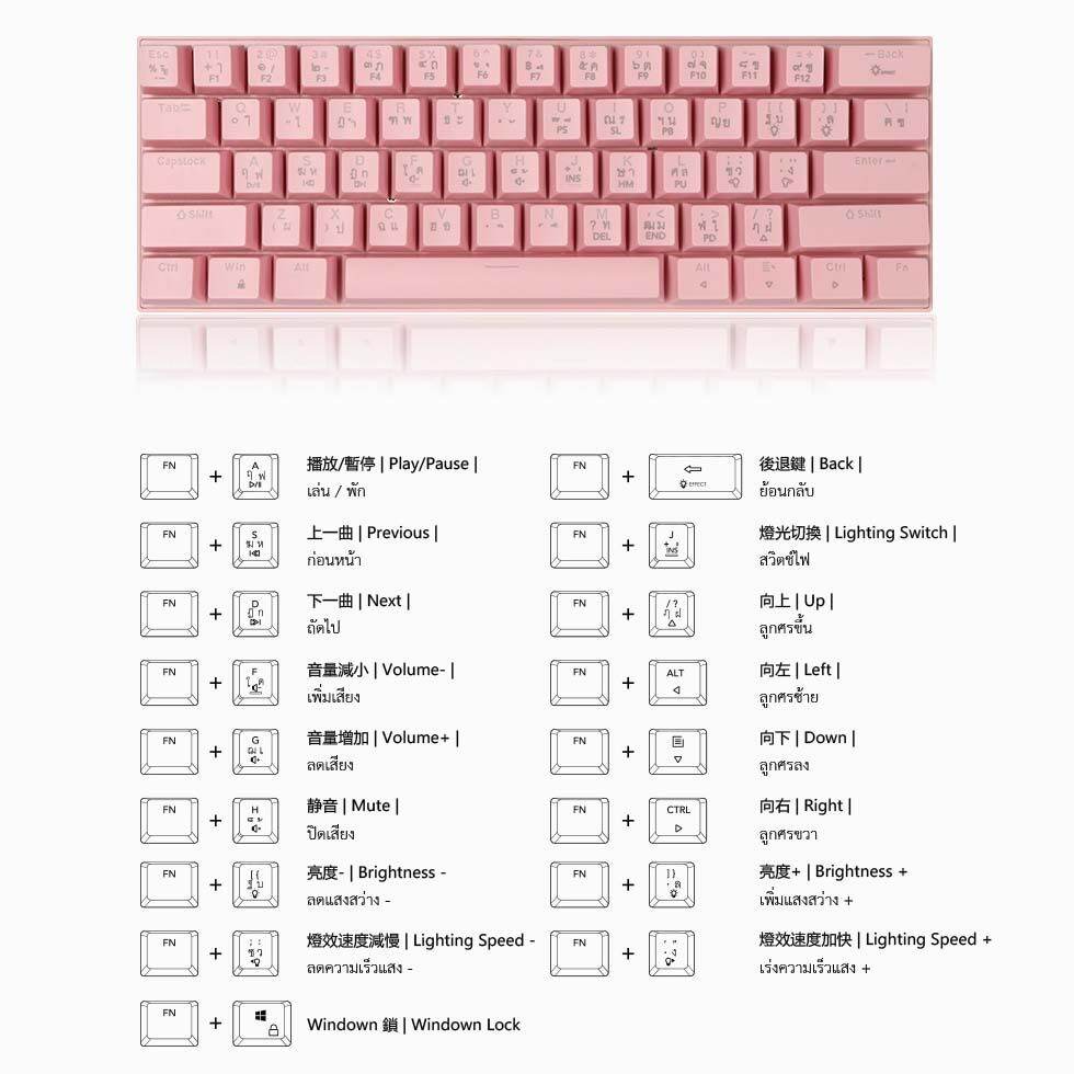 แบบใหม่ คีย์บอร์ด เกมมิ่ง MK-61 MK-68 MK61 Pro Compact Outemu Switch ...