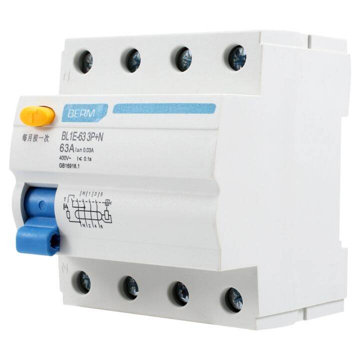 BL1E-63 3P+N 63A RCCB Residual Current Circuit Breaker 400V 30MA Electric Leakage Protection ...