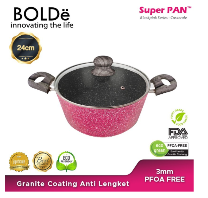 BOLDe Super Pan Panci Pot 24cm - Casserole - BlackPink | Lazada Indonesia