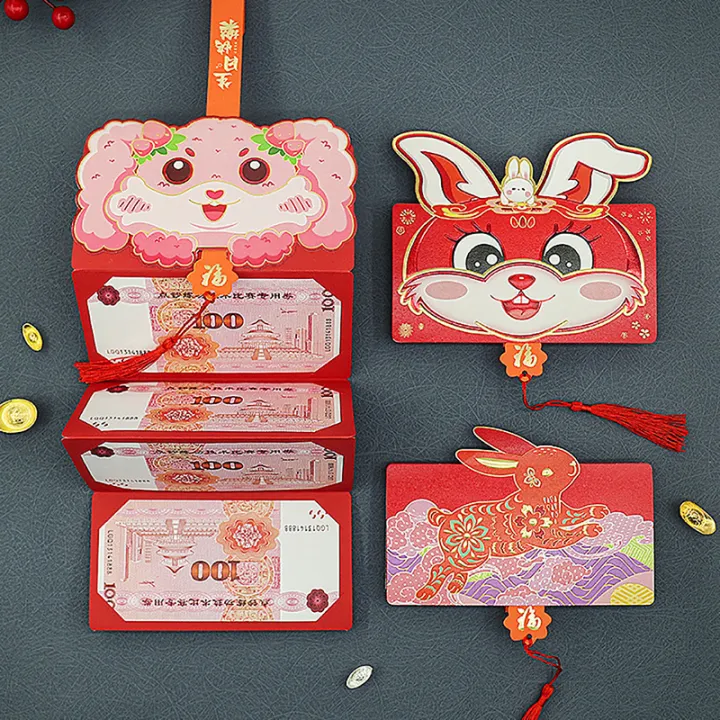Angpao Money Envelope 2023 Folding Red Envelope 6/10 Card Rabbit Year ...
