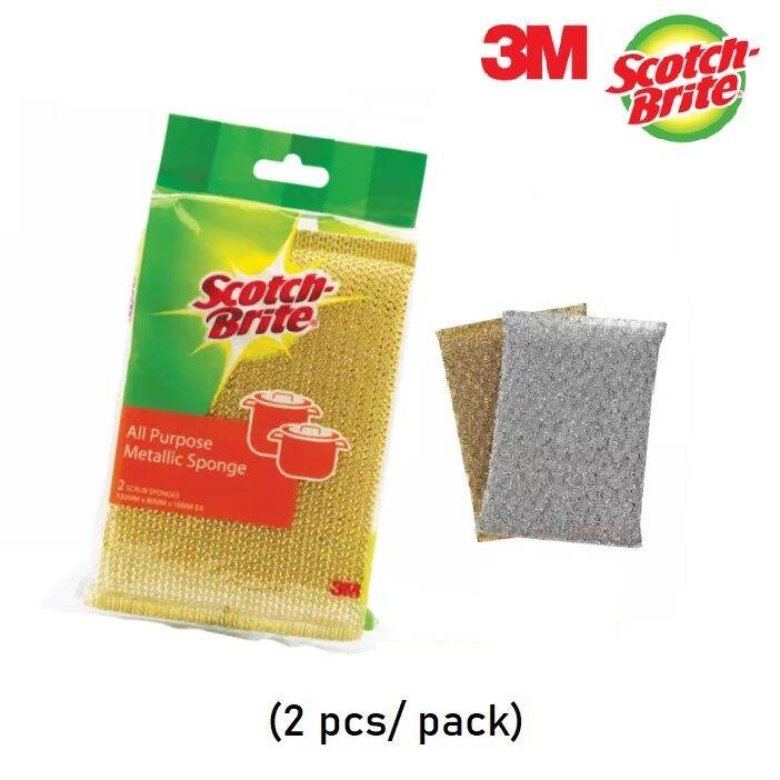 3M Scotch Brite All Purpose Metallic Sponge Scrub Pad Cleaning Cloth ...