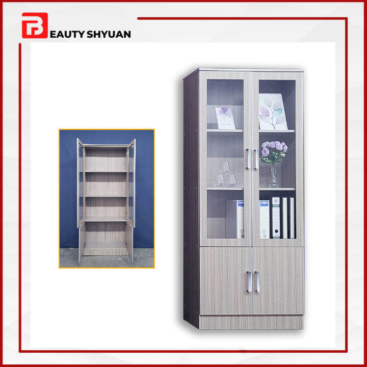 KYLAN Grey White Glass Display Cabinet Cupboard Almari Kaca Almari ...