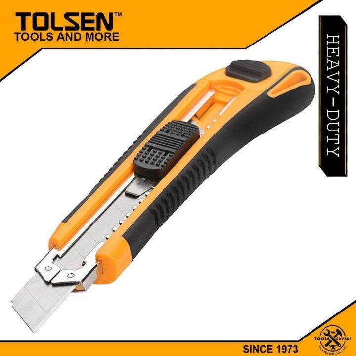 Tolsen Industrial Snap-off Blade Cutter Knife (18x100mm) w/ 3pcs Blades ...