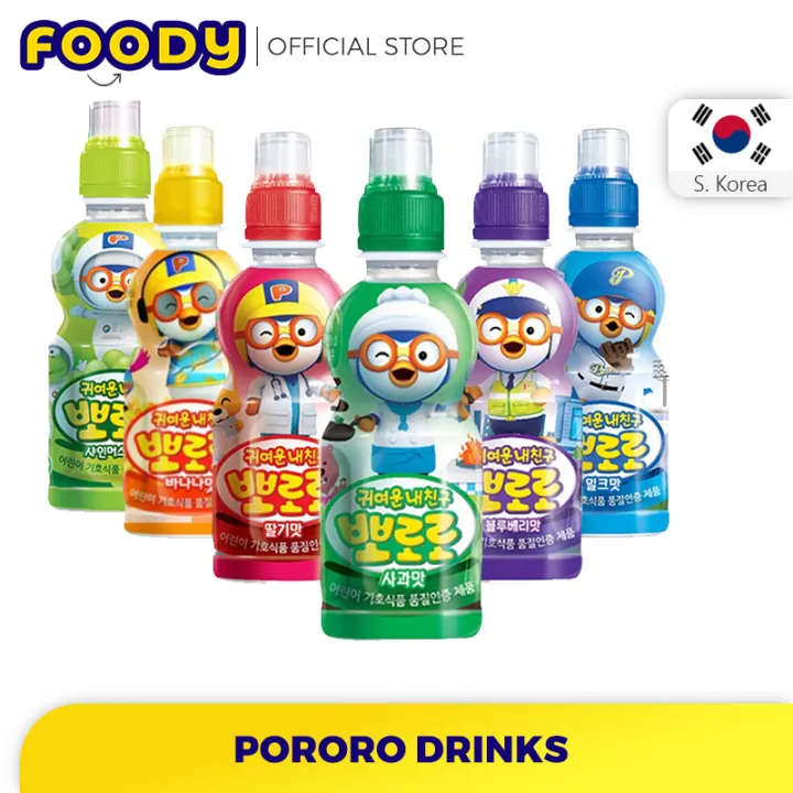Korea Paldo Pororo Drinks Milk / Apple / Strawberry / Blueberry / Banana 235ml 韩国 啵乐乐 饮料 | Lazada