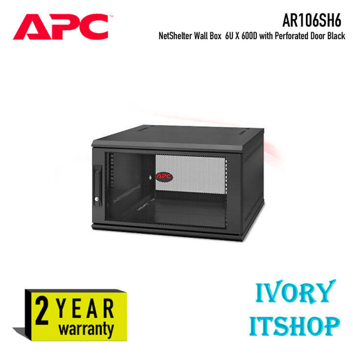 % APC AR106SH6 NetShelter Wall Mount Rack Cabinet 6U X 60CM Black ...