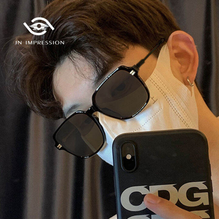 JN IMPRESSION ใหม่ Retro ข้าวเล็บกรอบแว่นตากันแดดแฟชั่น Tiktok อินเทรนด์แว่นตากันแดดกรอบใหญ่ ...