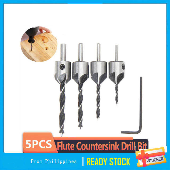 5 Flute Countersink Drill Bit Countersink Wood Drill Bit Set Cordless ...