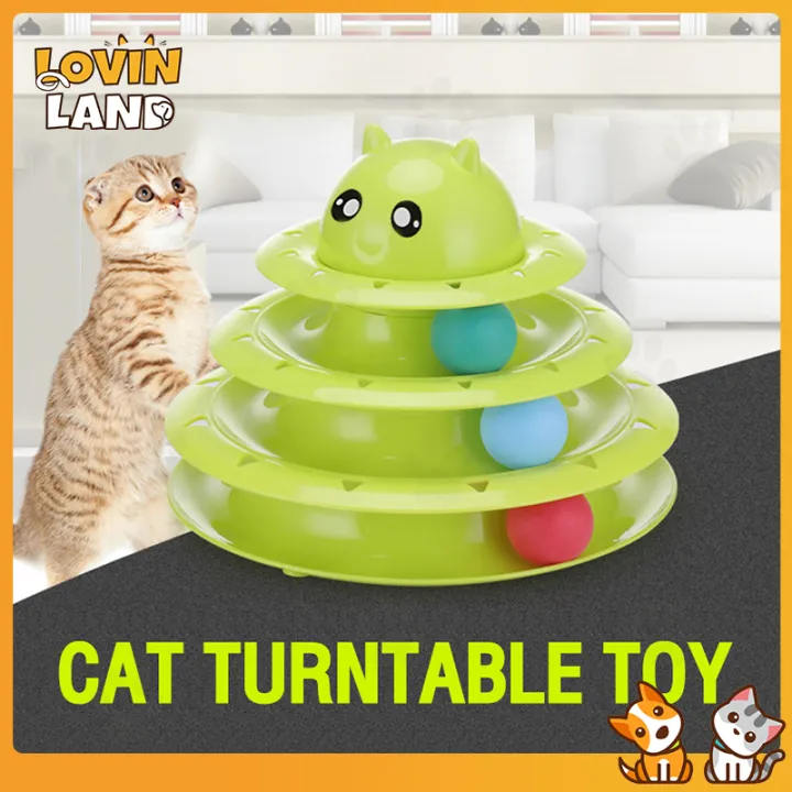 Funny Pet Cat Turntable Toy Crazy Ball three-Tier Interactive Amusement ...