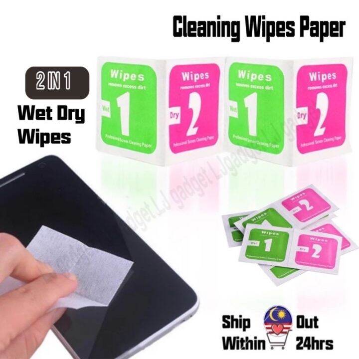2in1 dry + wet wipes Screen Cleaning Wipe Kit / Alcohol Pad /Dry Wet ...