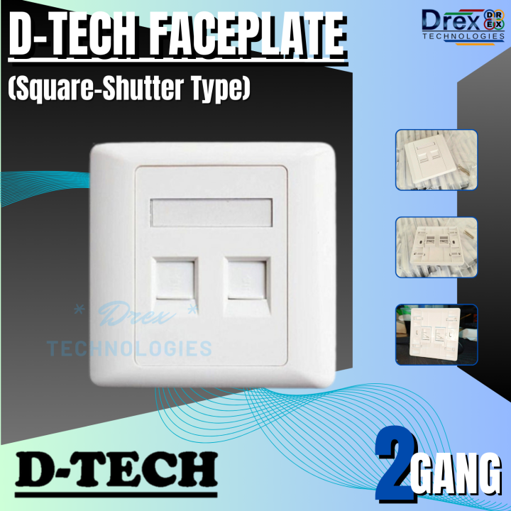 D-TECH Faceplate Duplex/2-Gang Square Shutter Type | Lazada PH