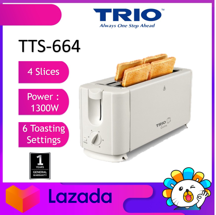 TRIO POP-UP Slices Bread Toaster TTS-664 / TTS-662 2 SLICE / Khind ...
