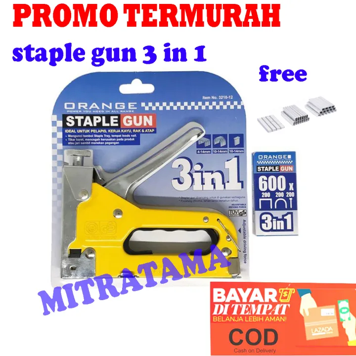Deli Staple Gun/Staples Tembak 3 in 1 Chromium molybdenum Bisa 3 Jenis ...