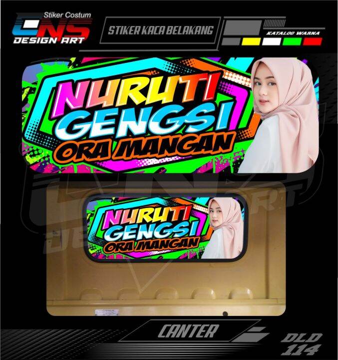 Stiker Kabin Belakang Kaca Belakang One Way Truk Canter Custom Sticker Print Variasi All Truck