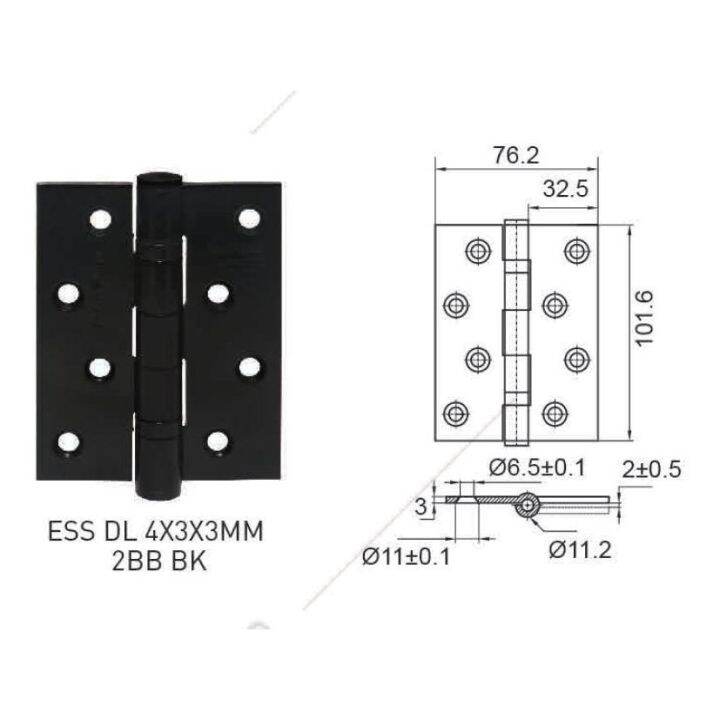 HINGE DEKKSON ESS DL 4X3X3MM 2BB BK Engsel Deluxe Dekson 4 INch Black ...