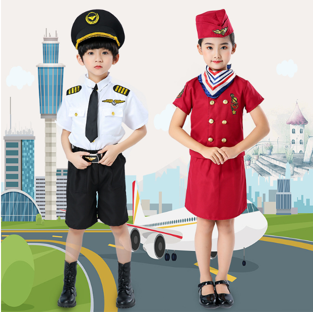 Flight Attendant Costume for Kids Girls Pilot Captain Costume for Kids ...
